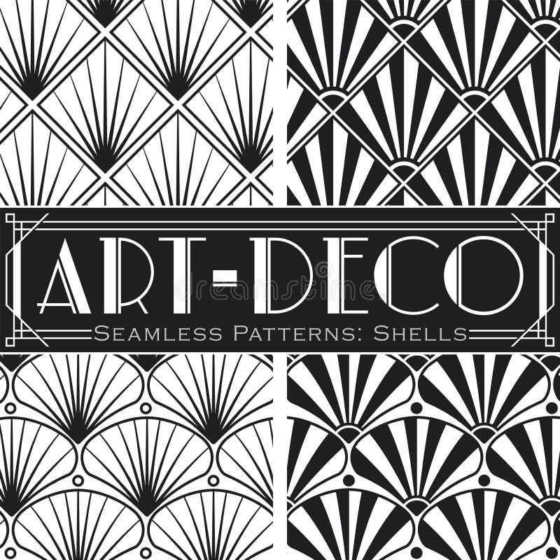 Art-Deco Seamless Patterns, Shells Stock Vector - Illustration of ...