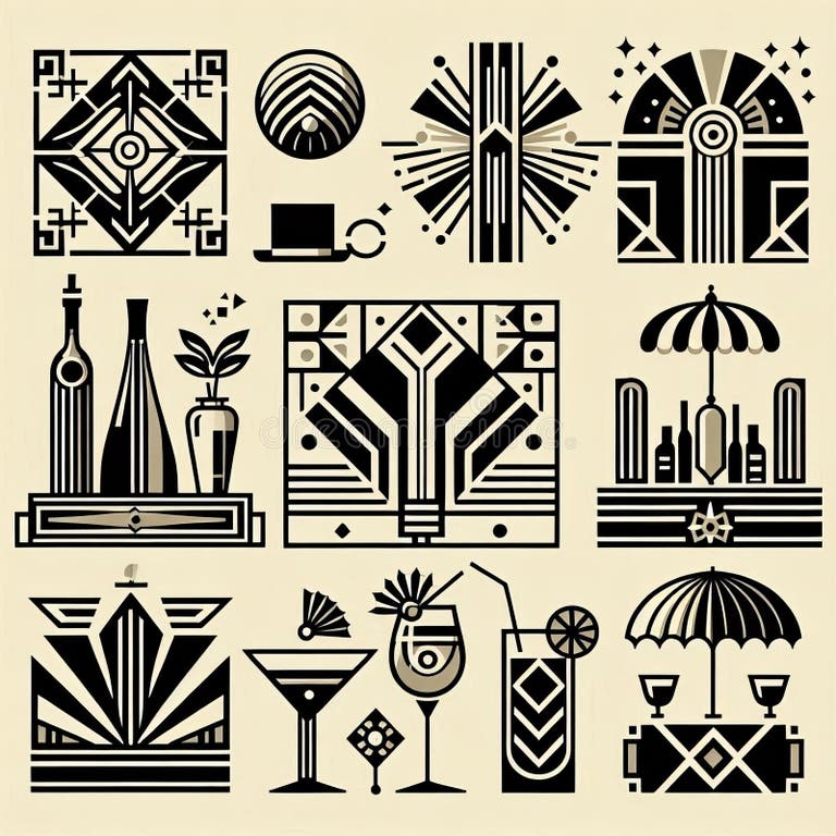 Art Deco Streamlined Party Objects Streamlined and Geometric R Stock ...