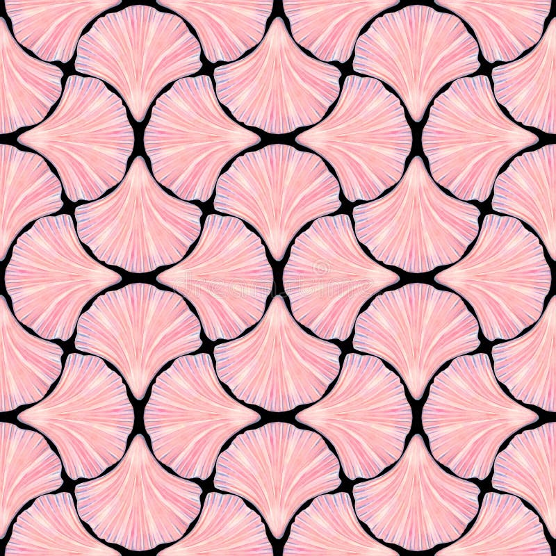 Art Deco Style Abstract Sea Shells Geometric Forms Seamless Pattern ...