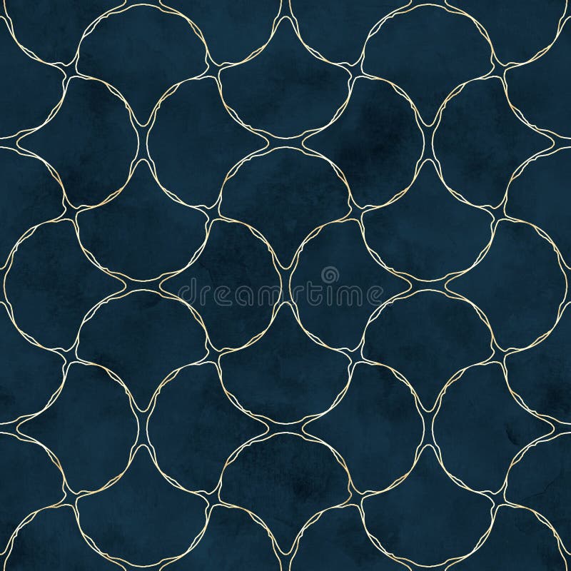 Art Deco Style Abstract Sea Shells Geometric Forms Seamless Pattern ...
