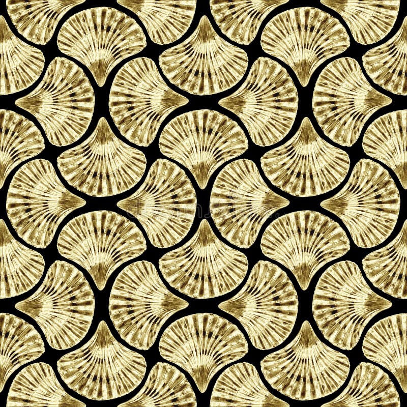 Art Deco Style Abstract Sea Shells Geometric Forms Seamless Pattern ...