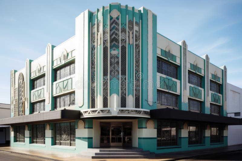 Art Deco Style Building with Intricate and Geometric Exterior Features ...