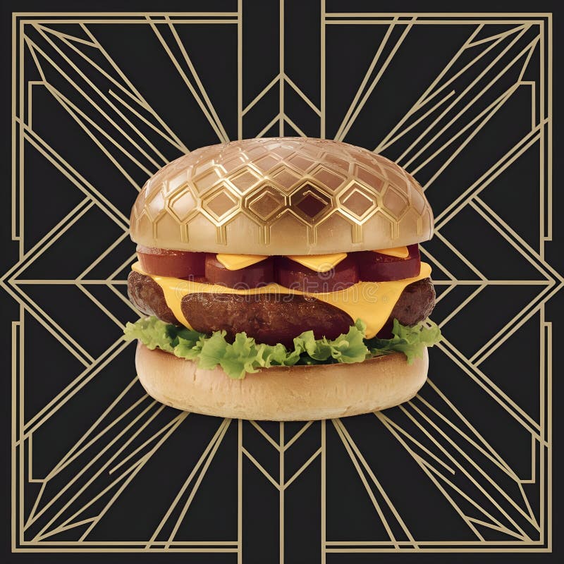 Art Deco style of a burger stock illustration. Illustration of burger ...