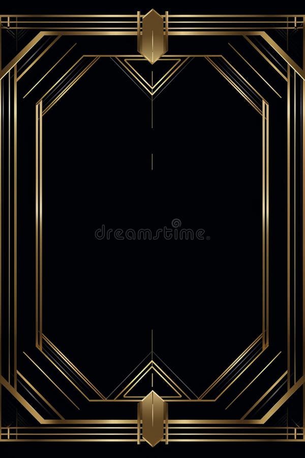 An Art Deco Style Frame with a Gold Border Stock Illustration ...