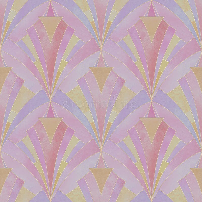 Art Deco Style Geometric Forms Seamless Pattern Background Stock ...