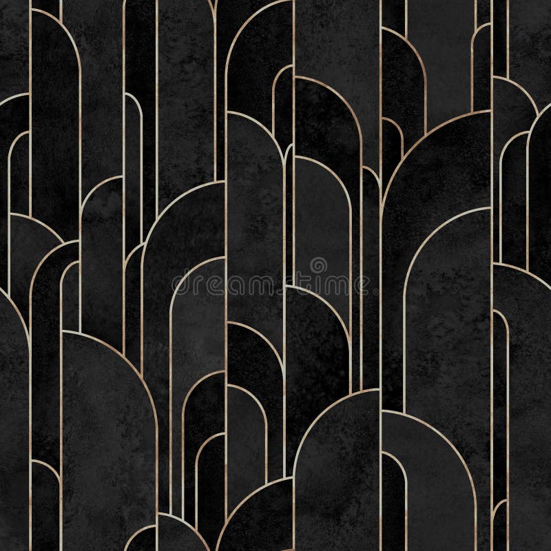 Art Deco Style Geometric Forms Seamless Pattern Background Stock Photo ...
