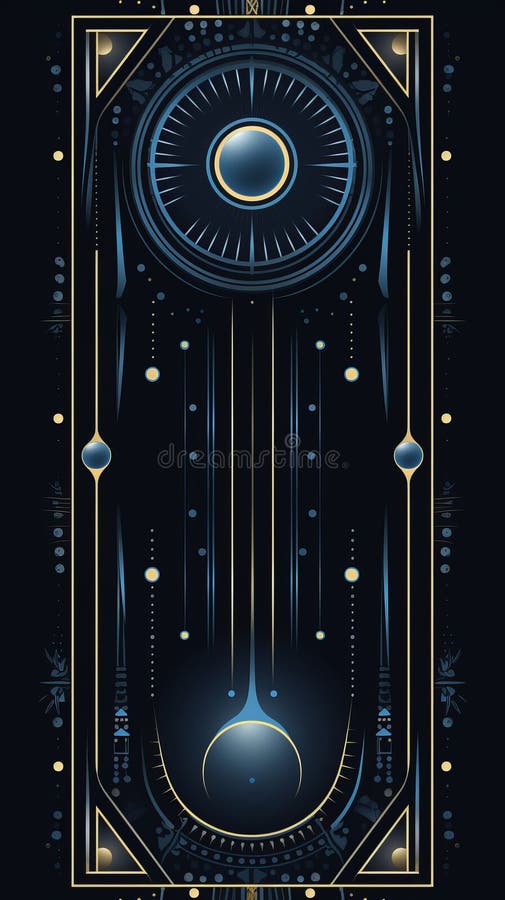 An Art Deco Style Poster with a Clock in the Center Stock Illustration ...