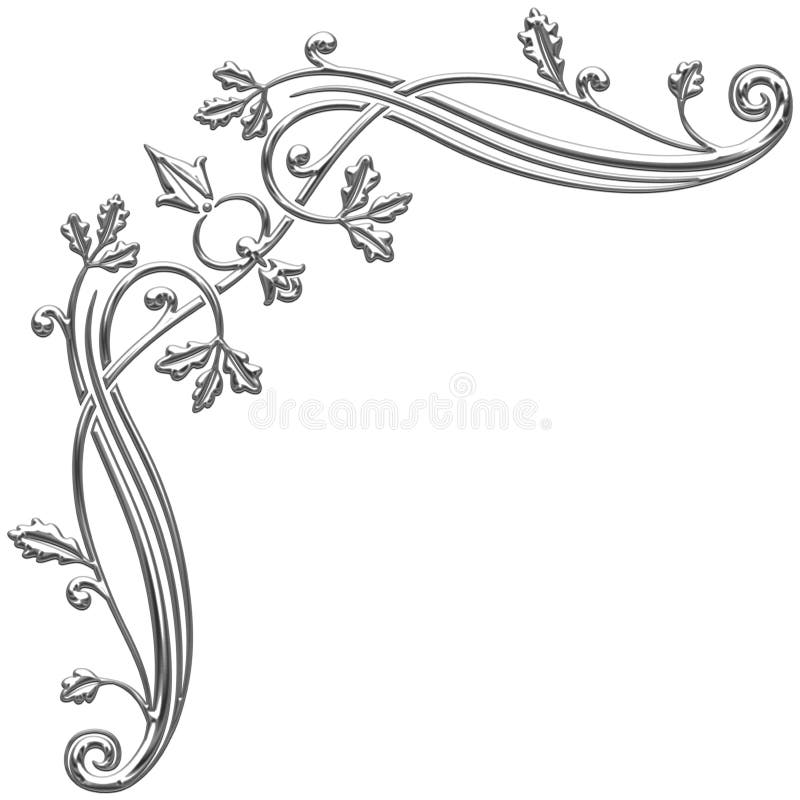 Art Deco Style Silver Corner with Oak Branches Stock Photo ...