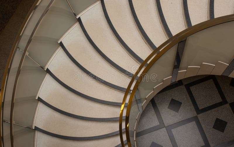 Art Deco Style Spiral Staircase from Above Stock Photo - Image of steps ...