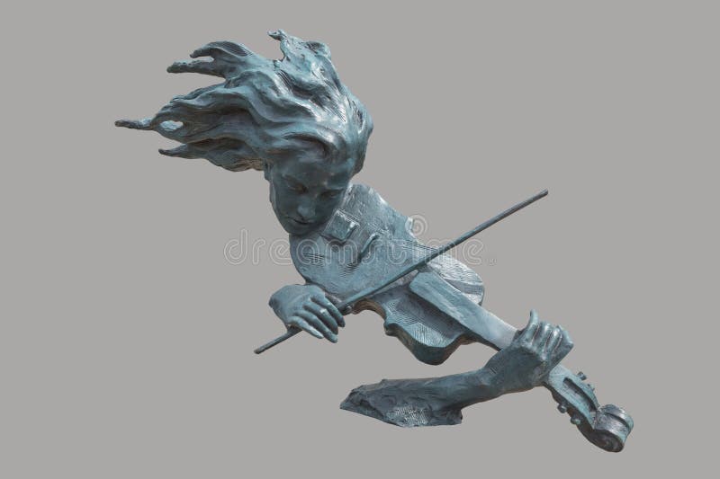 Art Deco Style of Violin Player Bronze Stock Photo - Image of carving ...
