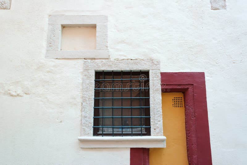 Art Deco Style Wall with Square Windows Stock Image - Image of ...