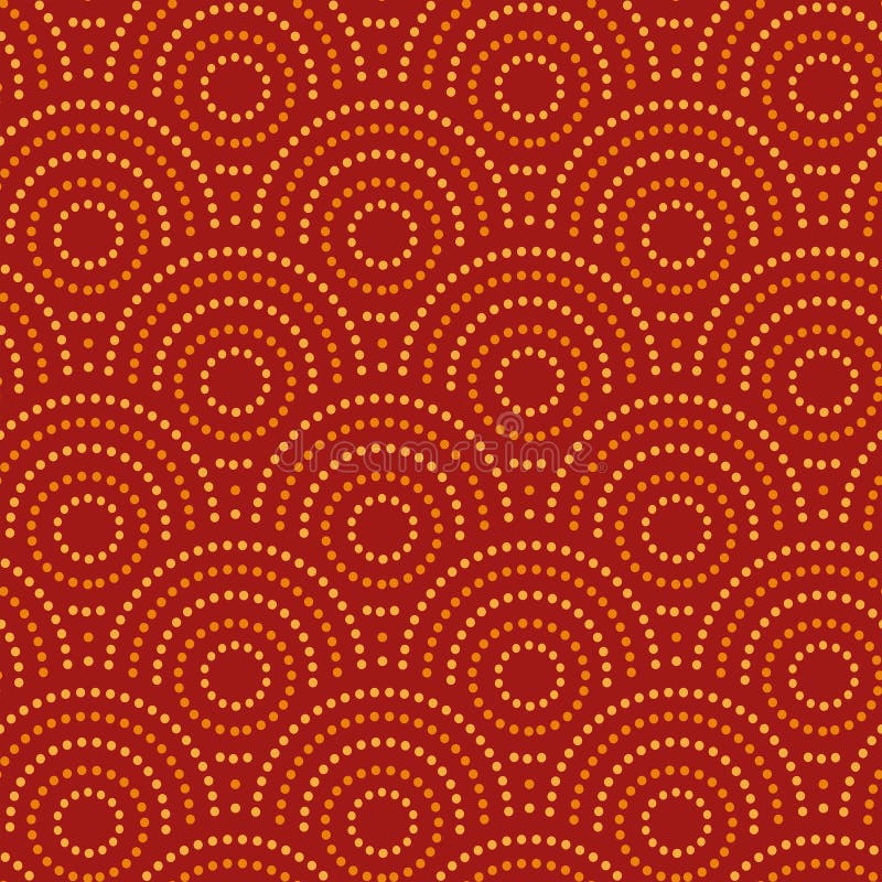 Art Deco Sunset Circles Seamless Pattern with Dots in Japanese Style on ...
