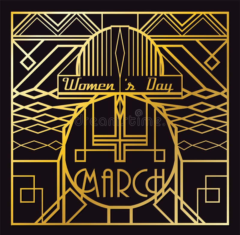 Art Deco Tarjeta Del 8 De Marzo Ilustración del Vector - Ilustración de ...