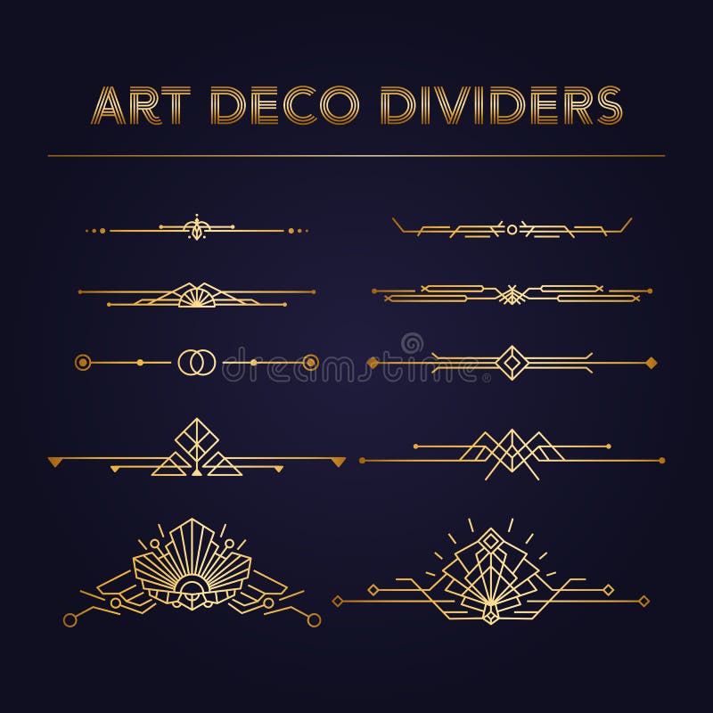 Roaring 20s Design Templates - Art Deco Vintage Dividers. Retro Linear ...