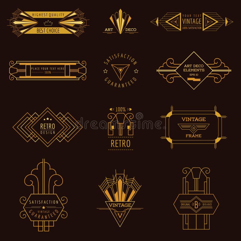 Art Deco Vintage ramar vektor illustrationer. Illustration av etikett ...