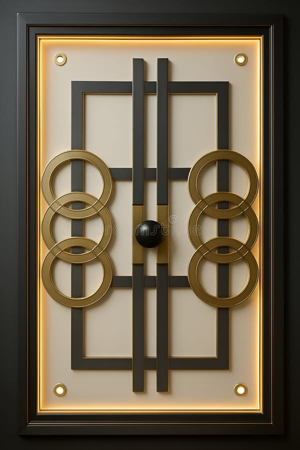 Art Deco Wall Panel with Geometric Gold and Black Elements Stock Photo ...