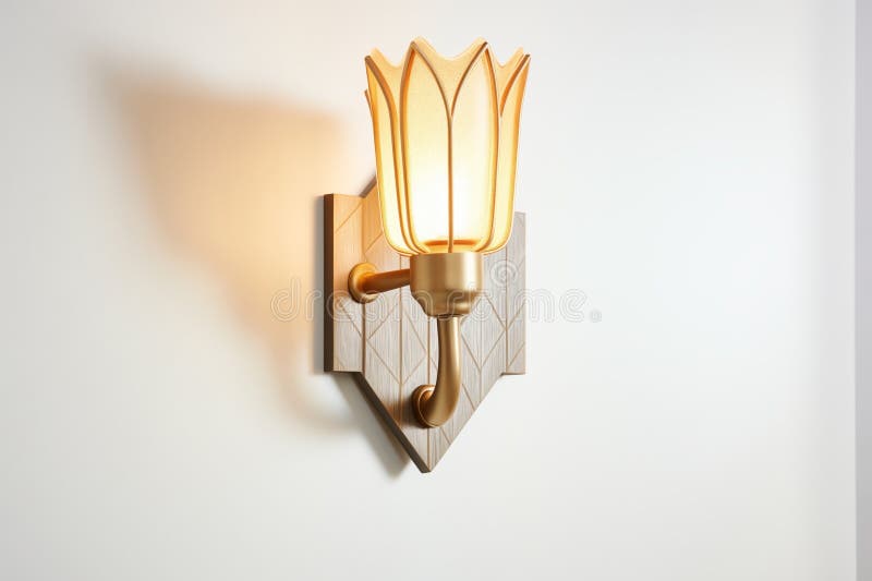 An Art Deco Wall Sconce Casting Patterned Shadows Stock Image - Image ...