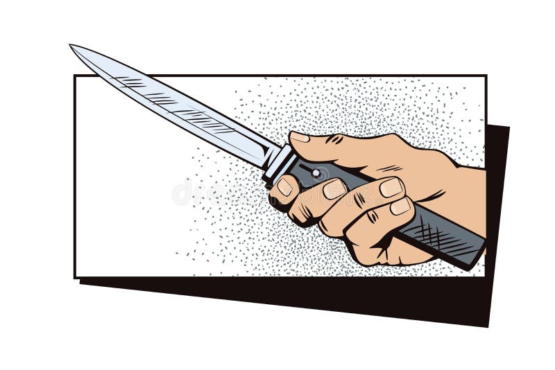 Art Der Pop-Art Die Hand Mit Einem Messer Vektor Abbildung ...