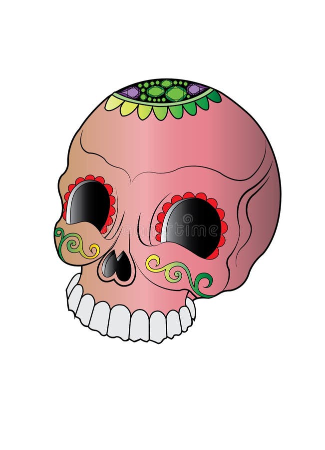 Art Design Cute Skull Day of the Dead. Stock Vector - Illustration of ...