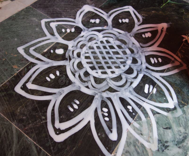 Art or Design Drawn on Floor Made with Chalk Paste. Stock Photo - Image ...