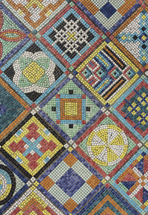 Colorful Mosaic Tile Pattern on Wall Stock Photo - Image of glass ...