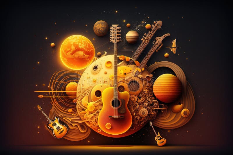 Art Design of Music Instruments Like Violins, in Outer Space with ...