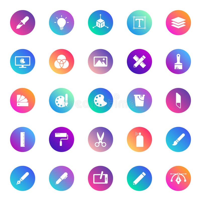 Art and Design Vector Icons Stock Illustration - Illustration of ...