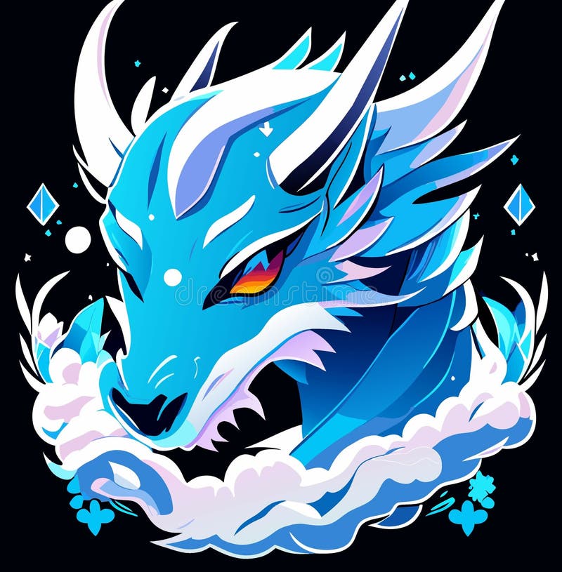 Art dragon head with ice stock illustration. Illustration of animal ...