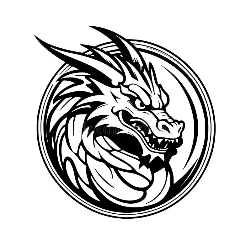 Dragon Head Logo Template Vector with Red Circle and Liquid. Can Be ...