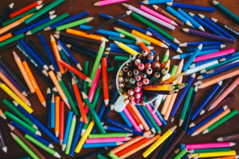 Stack of Colored Pencils in a Glass Stock Image - Image of pencil ...