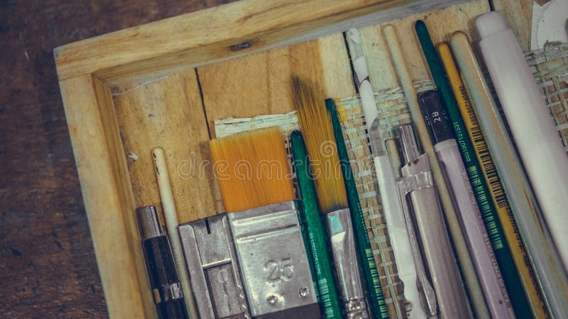 Art Drawing Brush Instrument Set Foto de archivo editorial - Imagen de ...