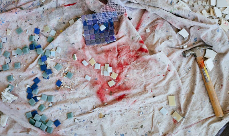 Art Dropcloth stock image. Image of grey, work, blue - 167283069