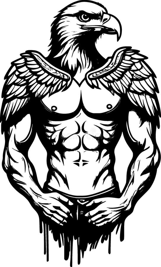Eagle Man Cartoon with Wings Stock Illustration - Illustration of ...