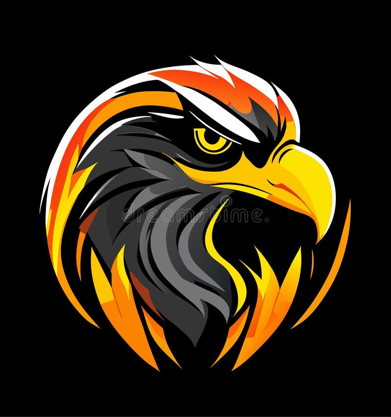 Fire Eagle Logo Design on White Background, Cartoon Stock Illustration - Illustration of ...