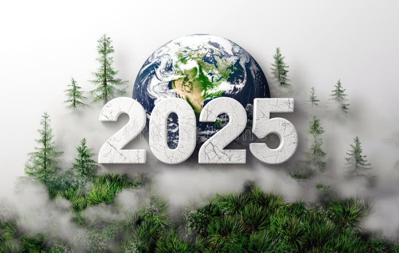Art of Earth Amid Trees with 2025, Symbolizing Eco-awareness and Future ...