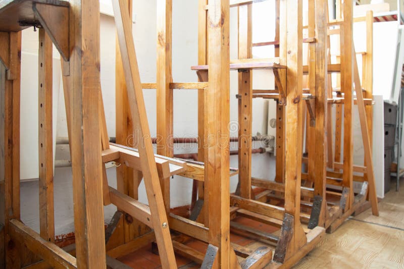 Art Education, Hobby, Training in Group Class Concept . Wooden Easels ...