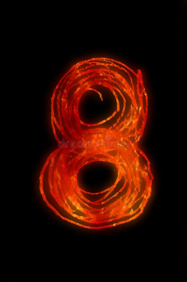 Eight Fire Number on Black Background Stock Illustration - Illustration ...