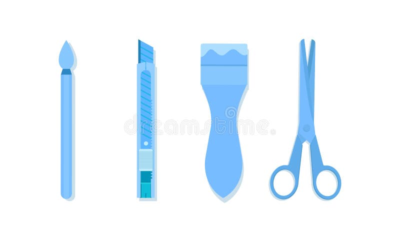 Art Equipment Tools with Paint Cutter Scissors Vector Illustration ...