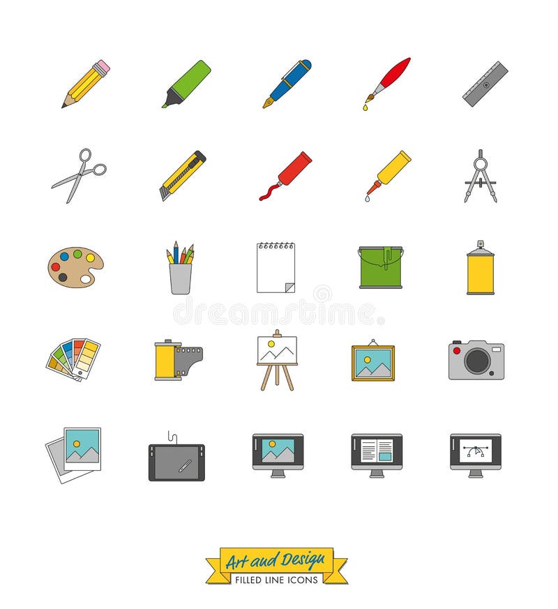 Art Et Ligne Remplie Par Conception Collection D'icônes Illustration de ...