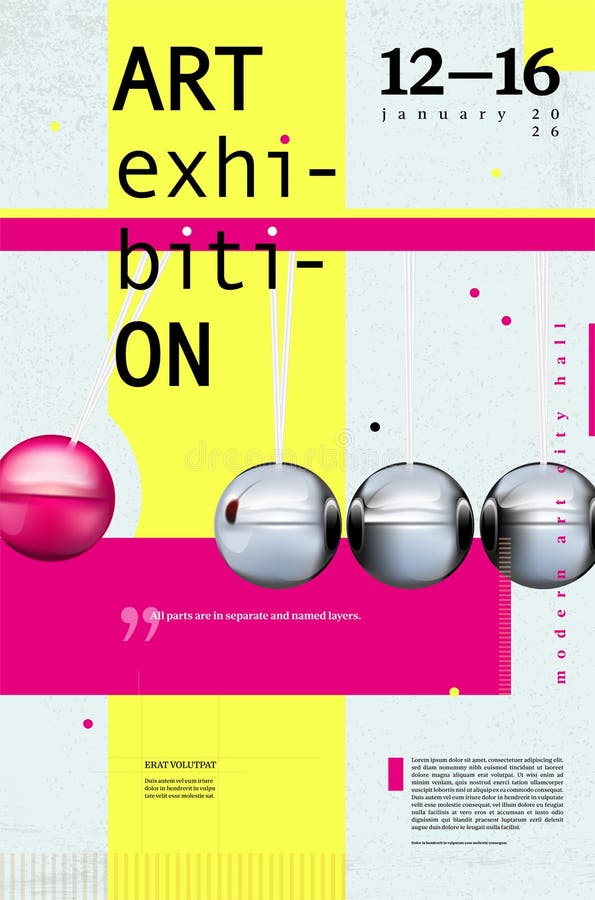 Art Exhibition Abstract Poster Template with Design Elements, Design ...