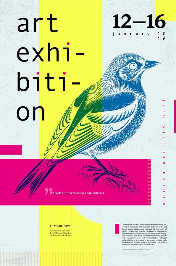 Art Exhibition Abstract Poster Template with Design Elements, Design ...