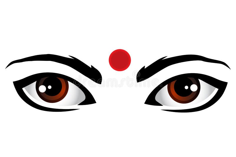 Closeup Detail of Hindu Woman Eyes with Sacred Symbol, Illustration ...