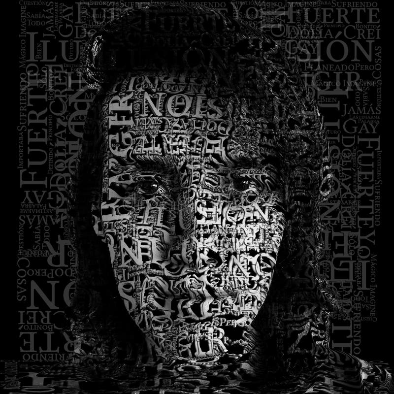 Art of a Face Made of Words Stock Illustration - Illustration of long ...