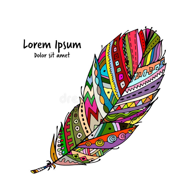 Art Feather for Your Design Stock Vector - Illustration of line ...