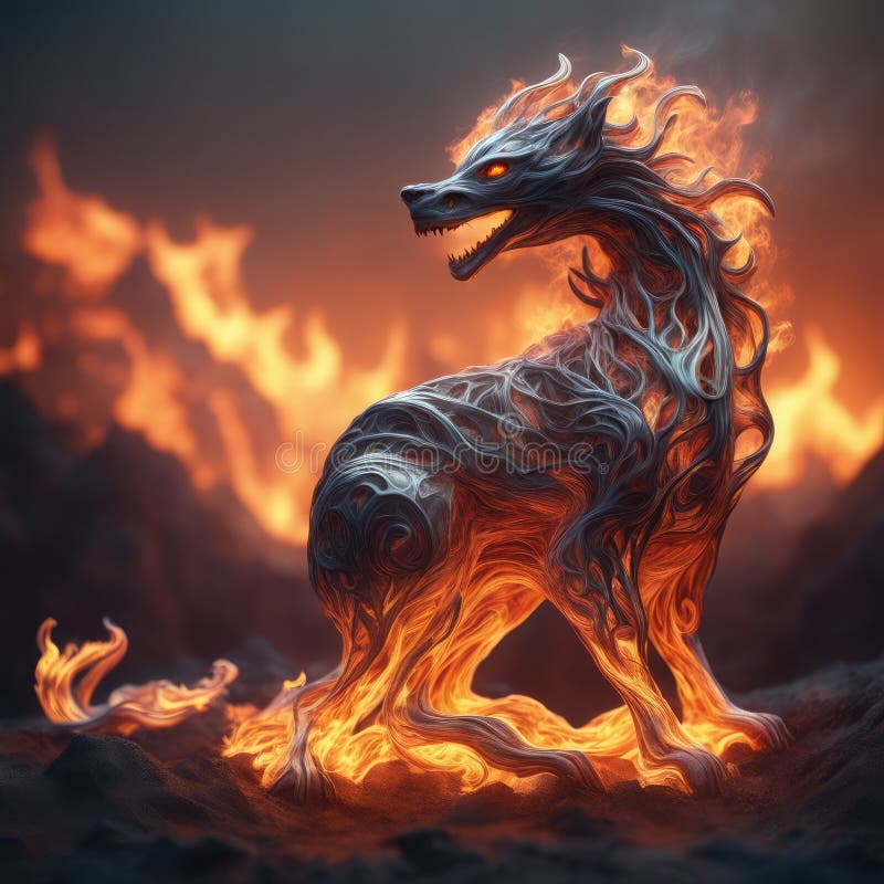 A Translucent Animal in the Shape of a Flame Stock Illustration ...