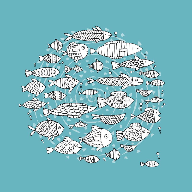 Art Fish Collection, Sketch for Your Design Stock Vector - Illustration ...