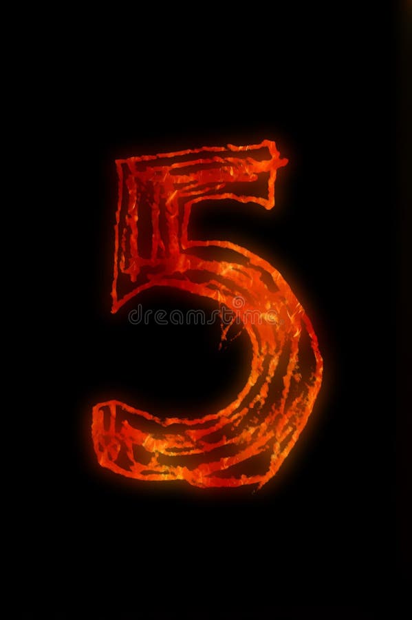 Five Fire Number on Black Background Stock Illustration - Illustration ...