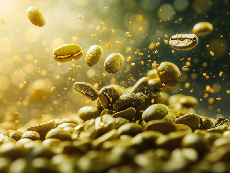 The Art of Floating Coffee Beans Stock Illustration - Illustration of ...