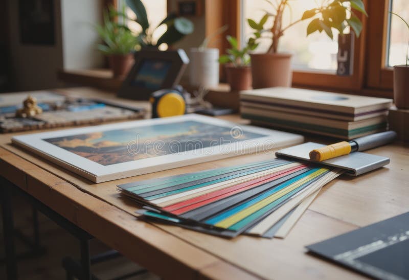 Art-framing Studio Counter Displaying a Variety of Mat Board Samples ...