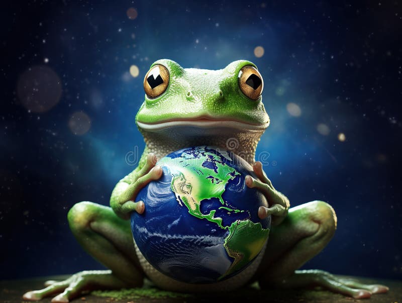 Frog and Globe Made with Generative AI Illustration Stock Illustration ...
